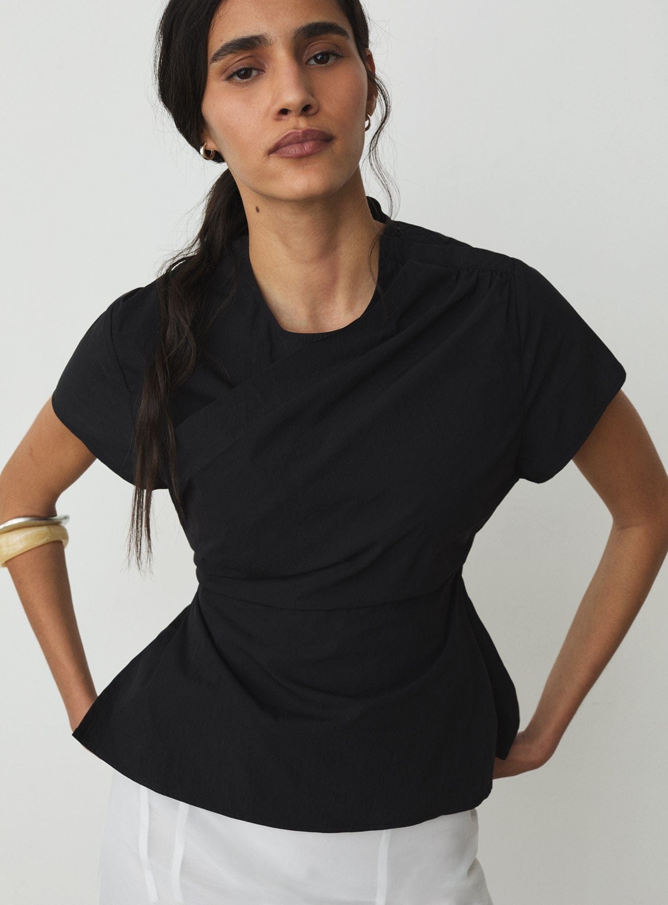 Raven Black Asymmetric Blouse | LAAGAM