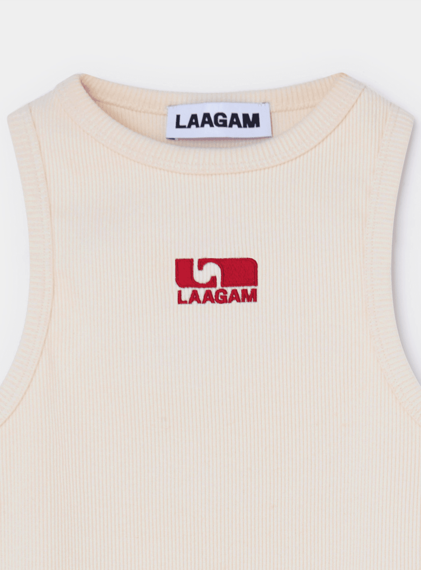 ECRU EMBROIDERED LOGO TANK TOP – LAAGAM