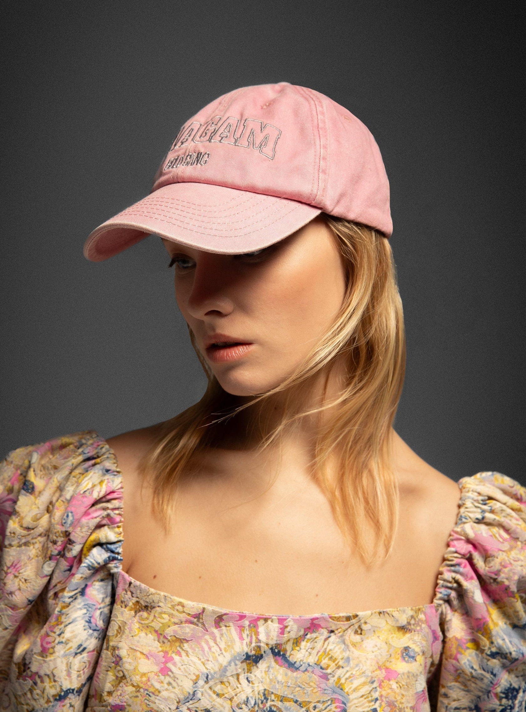 PINK EMBROIDERED LOGO CAP – LAAGAM